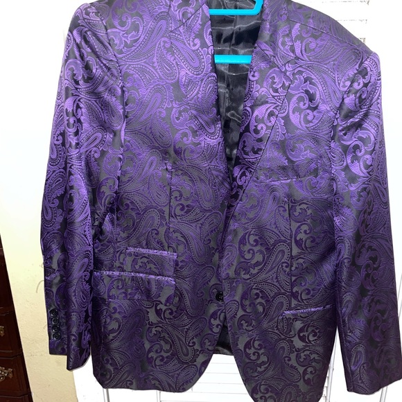 manzini | Suits & Blazers | Manzini Purple And Black Paisley Jacket M ...